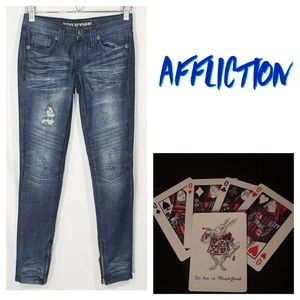 Affliction | Jeans | Affliction Skinny Moto Jeans Ankle Zip Denim 25x29 ...